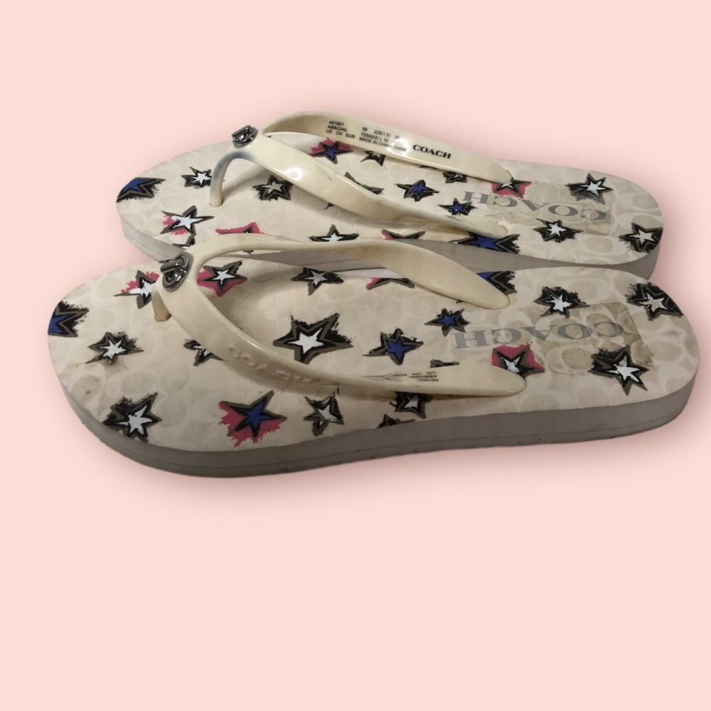 Coach Abbigail Star Rubber Chalk White Thong Flip Flo… - Gem